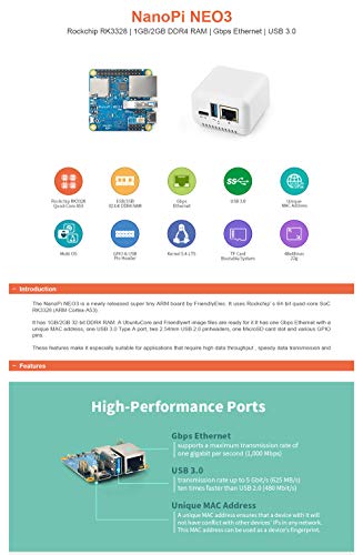 NanoPi NEO3 Rockchip RK3288 Tiny ARM Single Board Computer with 1GB RAM USB3.0,Gbps Ethernet and Unique MAC Address