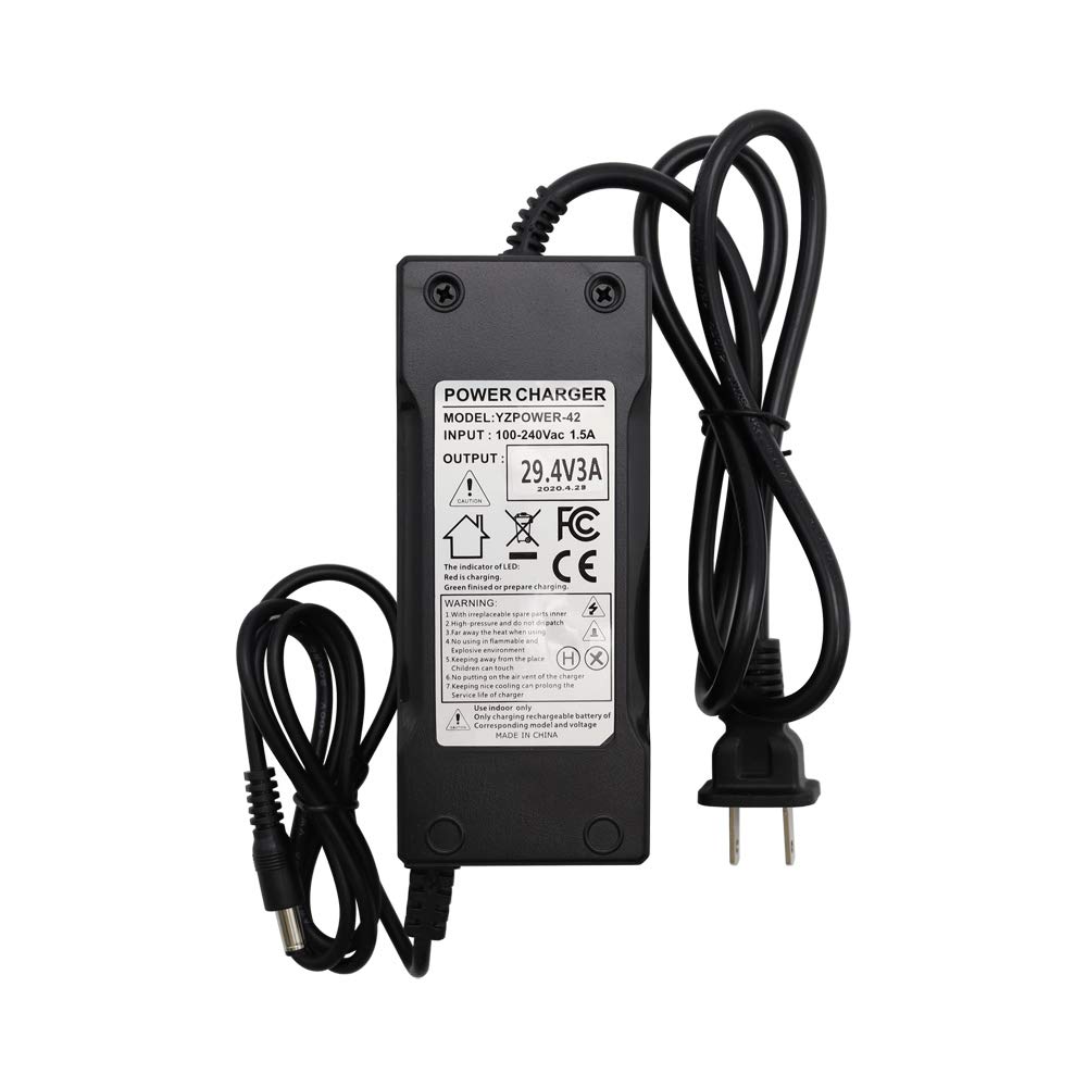 29.4V 3A 88.2W AC/DC Power Supply AC Adapter Charger for 24V 7S Lithium Li-ion Battery, 5.5x2.1mm DC Plug with a 5.5 * 2.5mm Tip