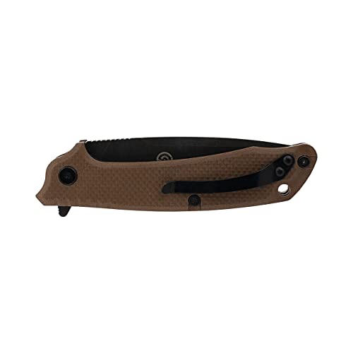 ABKT Desert Scavenger Elite Tactical Folding EDC Pocket Knife β 3.5 Inch Drop Point D2 Steel, Stone Washed Blade with Tan 4.5 Inch G10 Handle
