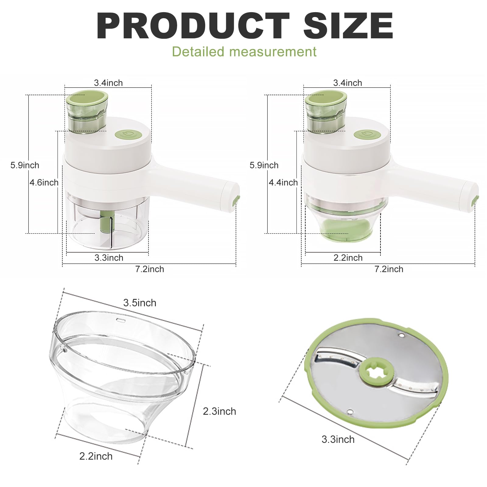 4 in1 Handheld Electric Vegetable Cutter Slicer Garlic Mud Masher USB Wireless Chopper Cutting Pressing Mixer Food Slice for Garlic Pepper Chili Onion Celery Ginger Meat (White)