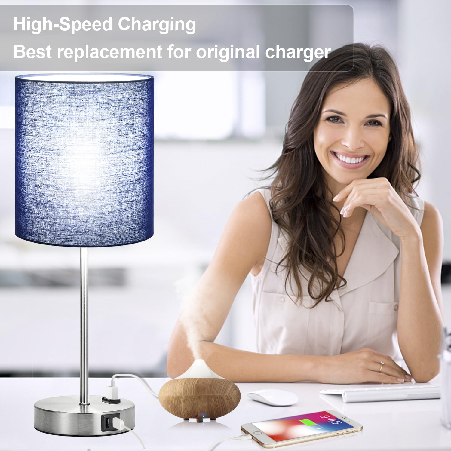 ๐ฎ๐ฌ๐ฎ๐ฏ ๐ก๐๐ช Set of 2 Touch Control Table Lamps with 2 USB & AC Outlet, 3-Way Dimmable Bedside Nightstand Lamps for Bedroom Living Room Nursery, 800 Lumens 5000K Daylight Bulbs Included