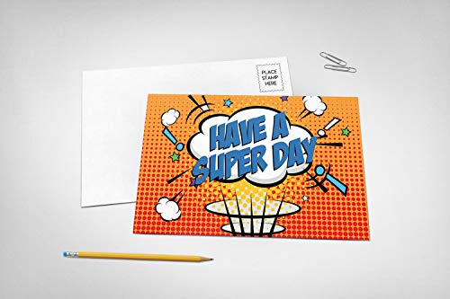 Super Student Superhero Themed Blank Postcards For Students From Teachers, Total of 30 4"x6" Fill In Notecards (5 of each design) by AmandaCreation