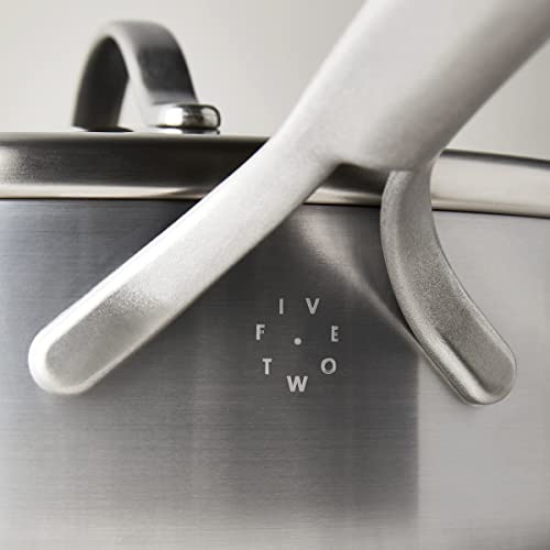 GreenPan X Food 52 Five-Two Essentials, Tri-Ply Stainless Steel 2.7QT Saucepan Pot with Strainer Lid, PFAS-Free, Multi Clad, Induction, Dishwasher Safe, Oven Safe, Silver