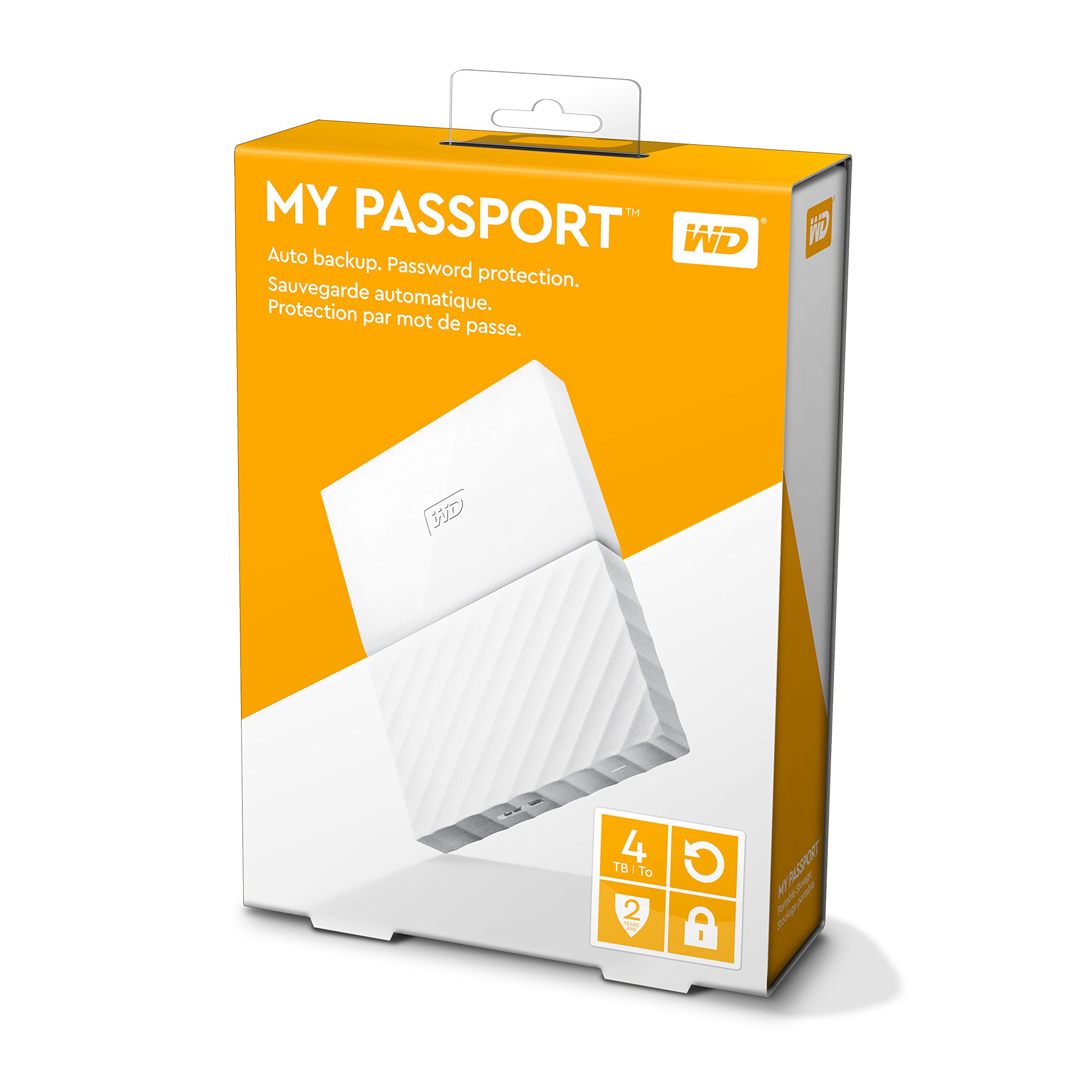WD 4TB White My Passport Portable External Hard Drive - USB 3.0 - WDBYFT0040BWT-WESN (Renewed)