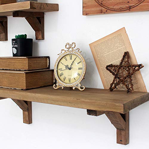 Funly mee Vintage Pewter Table Clock with Antique Golden Bow(Plexiglass Shell)