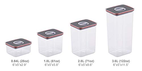 Neoflam Airtight Smart Seal Food Storage Container (Set of 3, Rectangle) | Crystal Clear Body | Modular, Stackable, Nestable Design | Easy to Clean, BPA Free (1.75 L, 59 oz)
