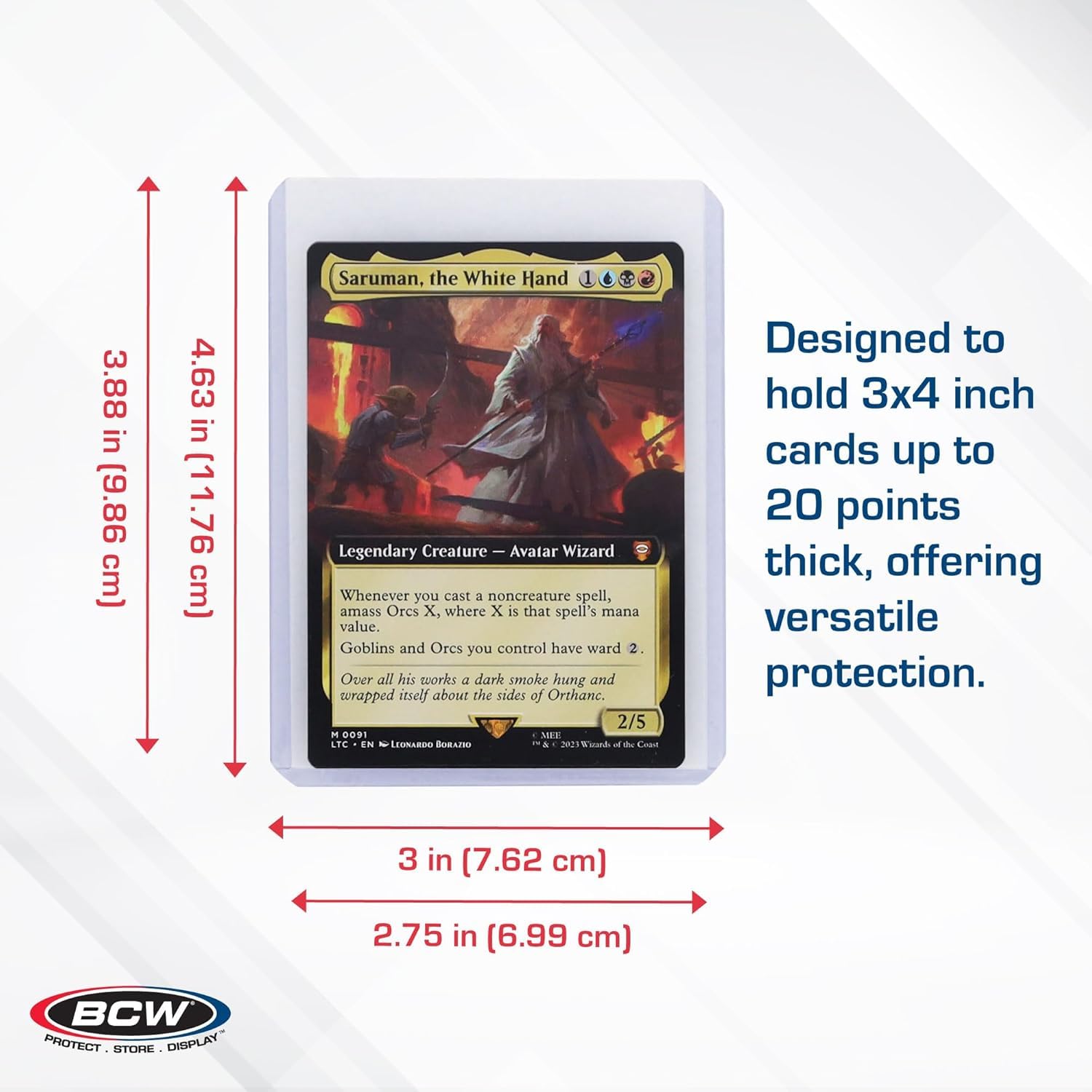 BCW 3x4 Topload Card Holder - Premium 20PT Thickness | 2 Pack (50 Total) | Quality Rigid PVC Protector for Standard Size Trading Cards | Card Holders for Sports Cards, MTG, Pokemon, and More