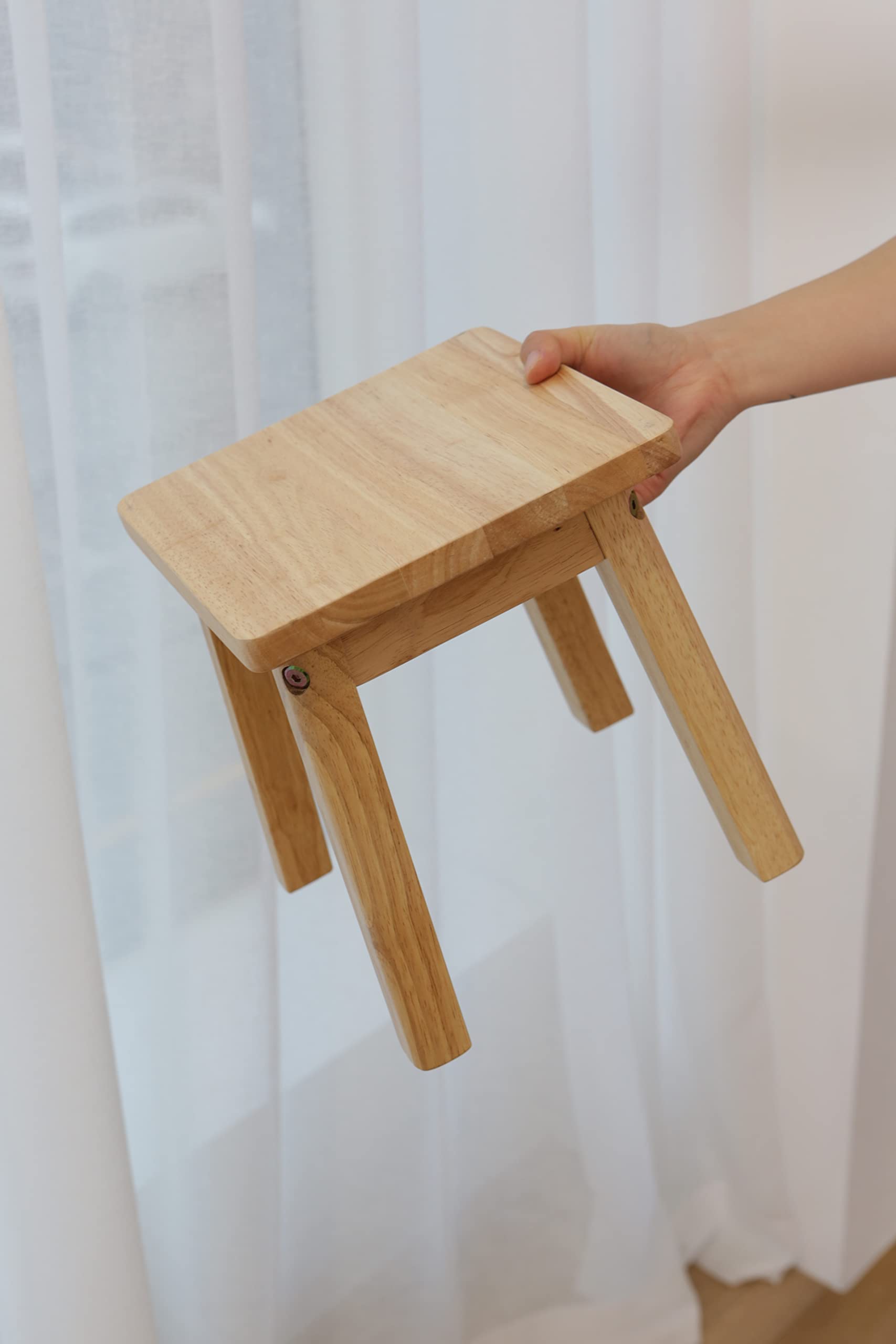 KSG kumsun Wooden Stools – Durable Wooden Stool for Bathroom, Kitchen, Bedroom, Kid’s Room – Square Low Stool with Assembling Kit – Durable and Long-Lasting Design – Practical and Versatile