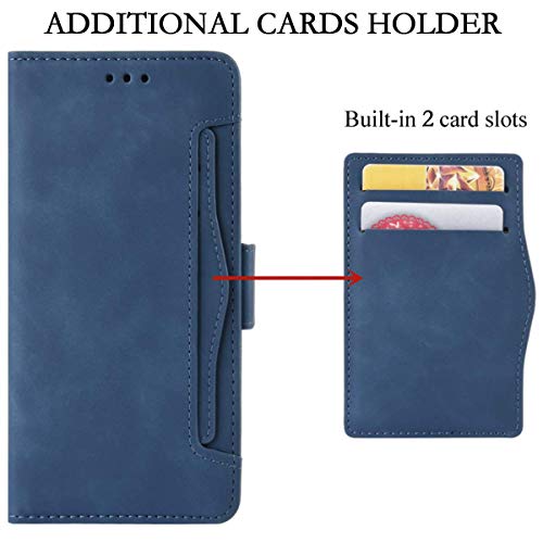 HualuBro HTC U20 5G Case, Magnetic Full Body Protection Shockproof Flip Leather Wallet Case Cover with Card Slot Holder for HTC U20 5G Phone Case (Blue)