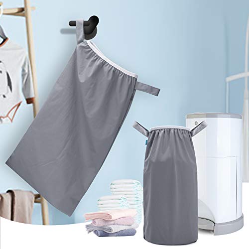 Teamoy Pail Liner for Cloth Diaper(Pack of 3), Reusable Diaper Pail Wet Bag with Elastic Edge, Fits for Dekor, Ubbi Diaper Pails, Gray +Gray Strips +Black Strips