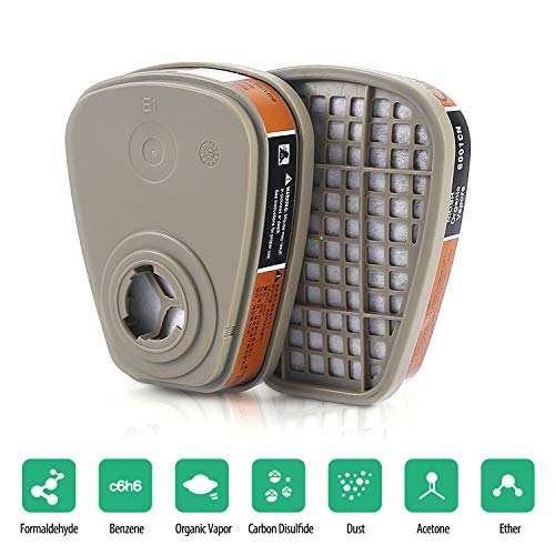 6001 Filter Cartridges for Respirator - Gas Organic Vapor Chemical Cartridge Filter Compatible with 6200,6800,7502,Respirator (6001 Filter Cartridges)