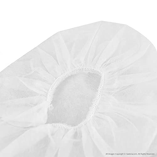 Geekria 100 Pairs Disposable Headphones Ear Cover for Over-Ear Headset Earcup for Bulk Pack, Stretchable Sanitary Ear Pads Cover, Hygienic Ear Cushion Protector Wholesale Multi-Pack (M/White)