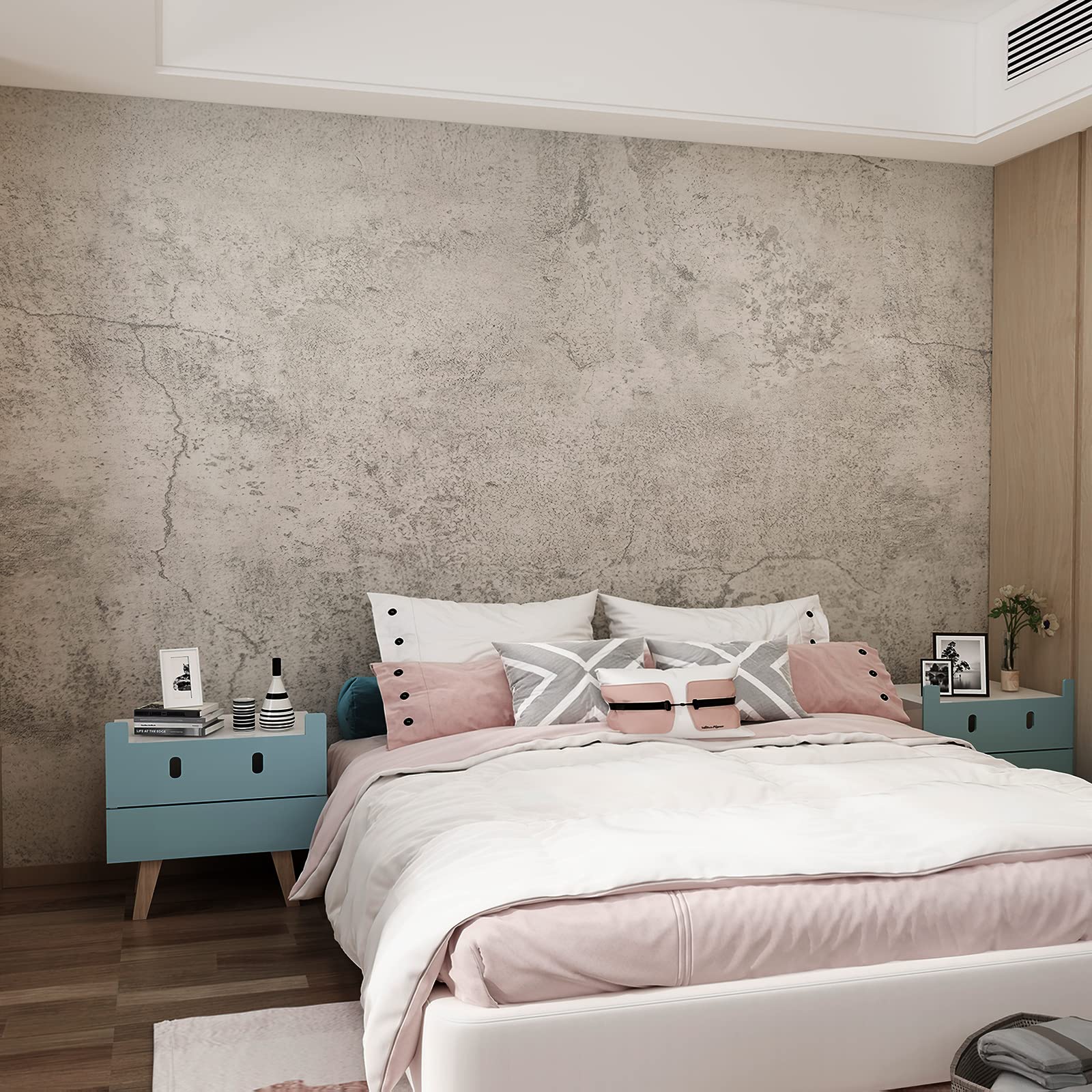 3yecao 31"×354" Extra Thicker Light Brown Grey Concrete Contact Paper Gray Concrete Wallpaper Peel and Stick Wide Viny Wrap 3D Textured Cement Waterproof Wall Sticker for Walls Bedroom Bathroom Gym