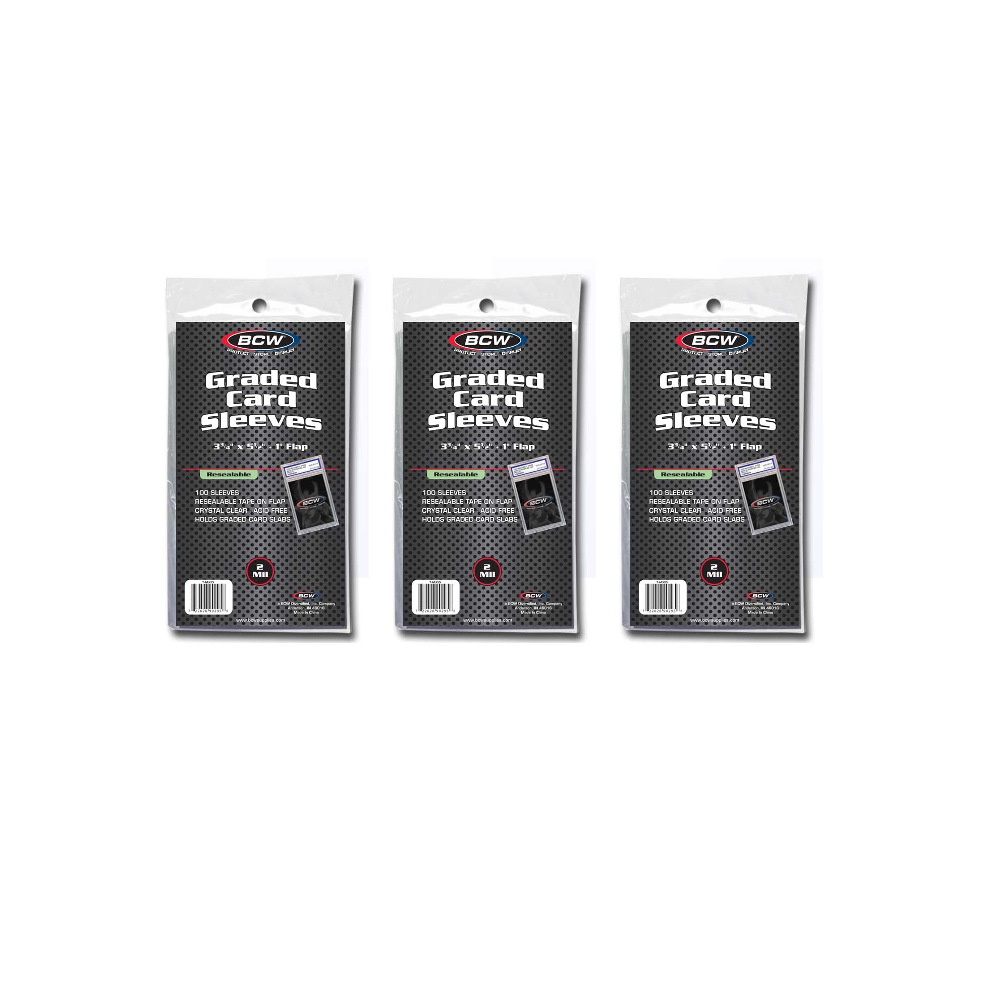 BCW Resealable Graded Card Sleeves - 300 ct | Clear Polypropylene Protection for PSA, Beckett & More | Secure Adhesive Strip | Fits Trading Cards, Sports Cards, and Collectible Cards