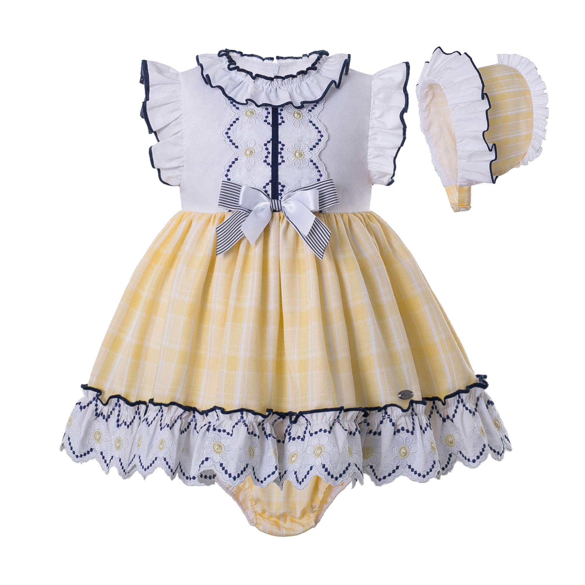 Pettigirl Baby Girls Easter Spring Elegant Yellow Plaid Ruffle Romper Clothing Set Newborn Infant Lovely Dresses Outfit