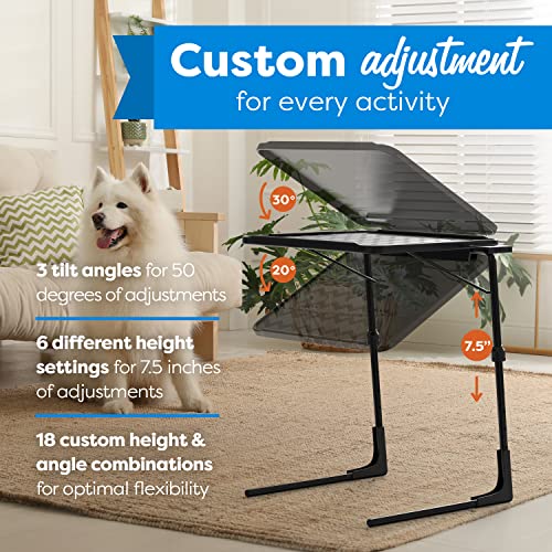 Table-Mate II PRO TV Tray Table - Folding Table with Cup Holder and Tablet Slot- Couch Desk for Working from Home, TV Trays for Eating, Portable and Adjustable TV Table, Black