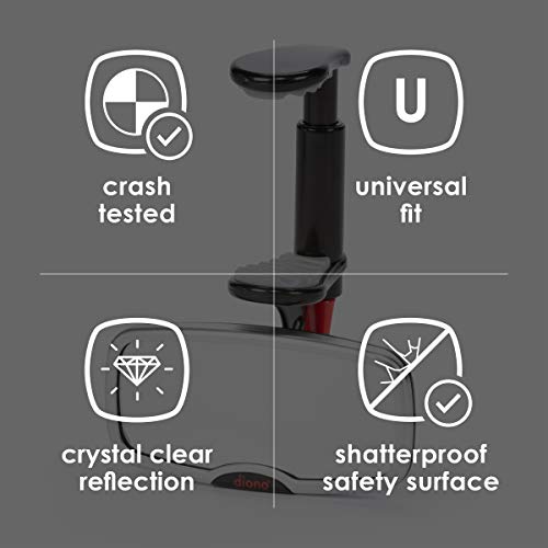 Diono See Me Too Rear View Forward Facing Baby Mirror for Car, Fully Adjustable Driver Mirror with Wide Crystal Clear View, Shatterproof, Crash Tested