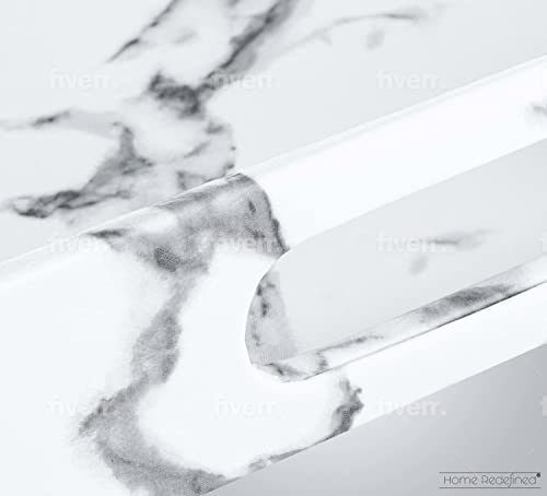 Home Redefined 18βx12β White Marble Faux Leather Decorative Serving Tray with Handles