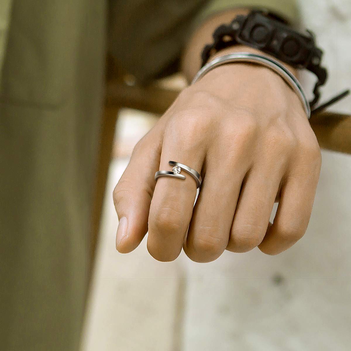 6mm Black Enamel Open Heart Titanium Rings Brushed Trendy, Finger Ring Wedding Love Promise Engagement Ring Comfort fit Women Size 8