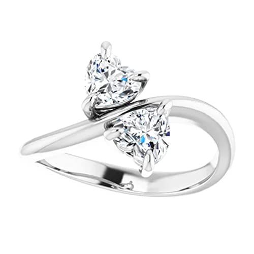 4 CT Heart Cut VVS1 Colorless Moissanite Engagement Ring Set, Wedding/Bridal Ring Set, Sterling Silver Vintage Antique Anniversary Classic Ring Sets Gift for Women (4)