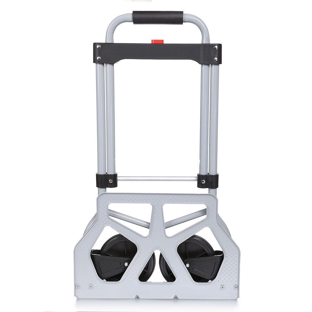 Kemanner Lightweight Folding Hand Truck Portable Luggage Trolley Cart with 2 Wheels for Personal, Moving, Travel and Shopping Use - Support 220lbs Capacity (Silver)