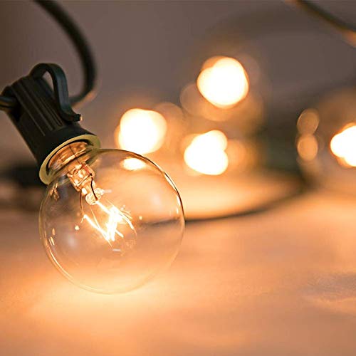 30 Pack of G40 Replacement Bulbs, 5 Watt G40 Globe Bulbs for String Lights, Candelabra Screw Base, Fits E12 and C7 Sockets, Indoor-Outdoor Use, Clear Glass G40 Bulbs, Secure and Convenient Packaging