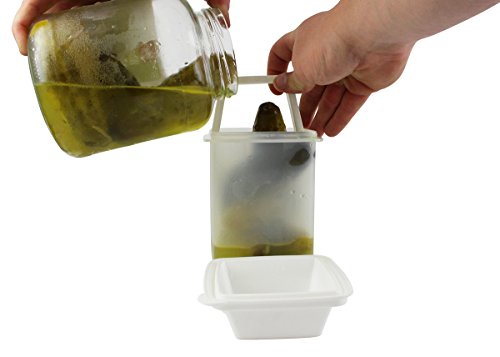 Home-X - Pickle Storage Container with Strainer Insert, The Ultimate Kitchenware Food Saver for Preserving and Keeping Edibles Fresh, White