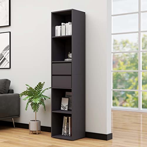 Book Cabinet Storage File Rack Organizer for Filing Kitchen Bathroom Toilet Pantry Corner Home Holder Shelf Outdoor Indoor Wall Garage Lock Gray 14.2"x11.8"x67.3" Chipboard