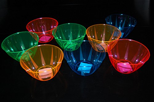 DIRECTGLOW LLC Neon 24oz Blacklight Reactive Bowls + Blacklight Balloons (8, Neon Assorted)