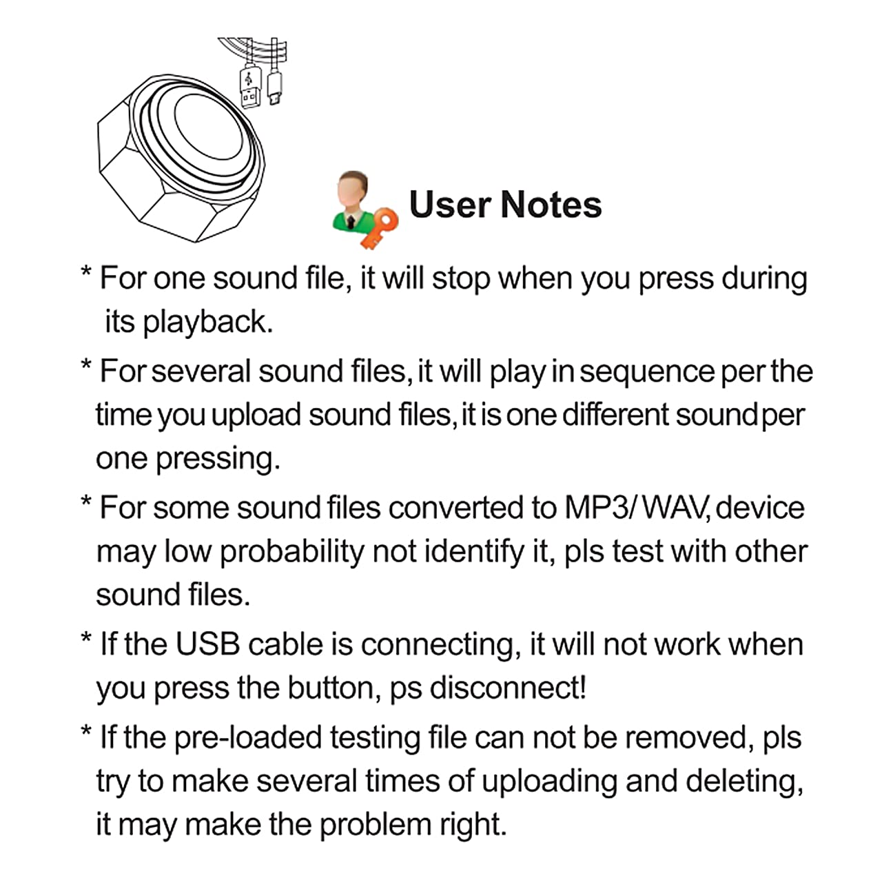 RIBOSY USB Sound Button - Make Your Own Button by Uploading Audio Files - Support 100+ Recordings - Top Recordable Quality Playback (USB Cable Included)