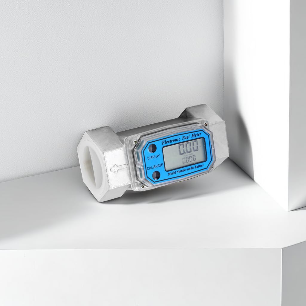 Hilitand Mini Digital Turbine Flowmeter Kerosene Gasoline Fuel Meter 15-120L 1.5inch NPT Blue