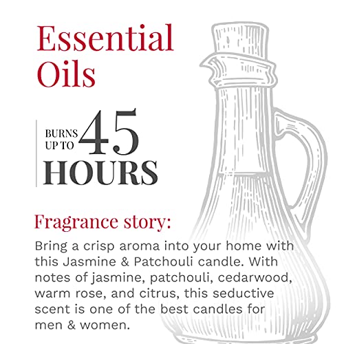 Essential Elements by Candle-lite Scented Candles, Jasmine & Patchouli Fragrance, One 14.75 oz. Three-Wick Aromatherapy Candle with 45 Hours of Burn Time, Off-White Color