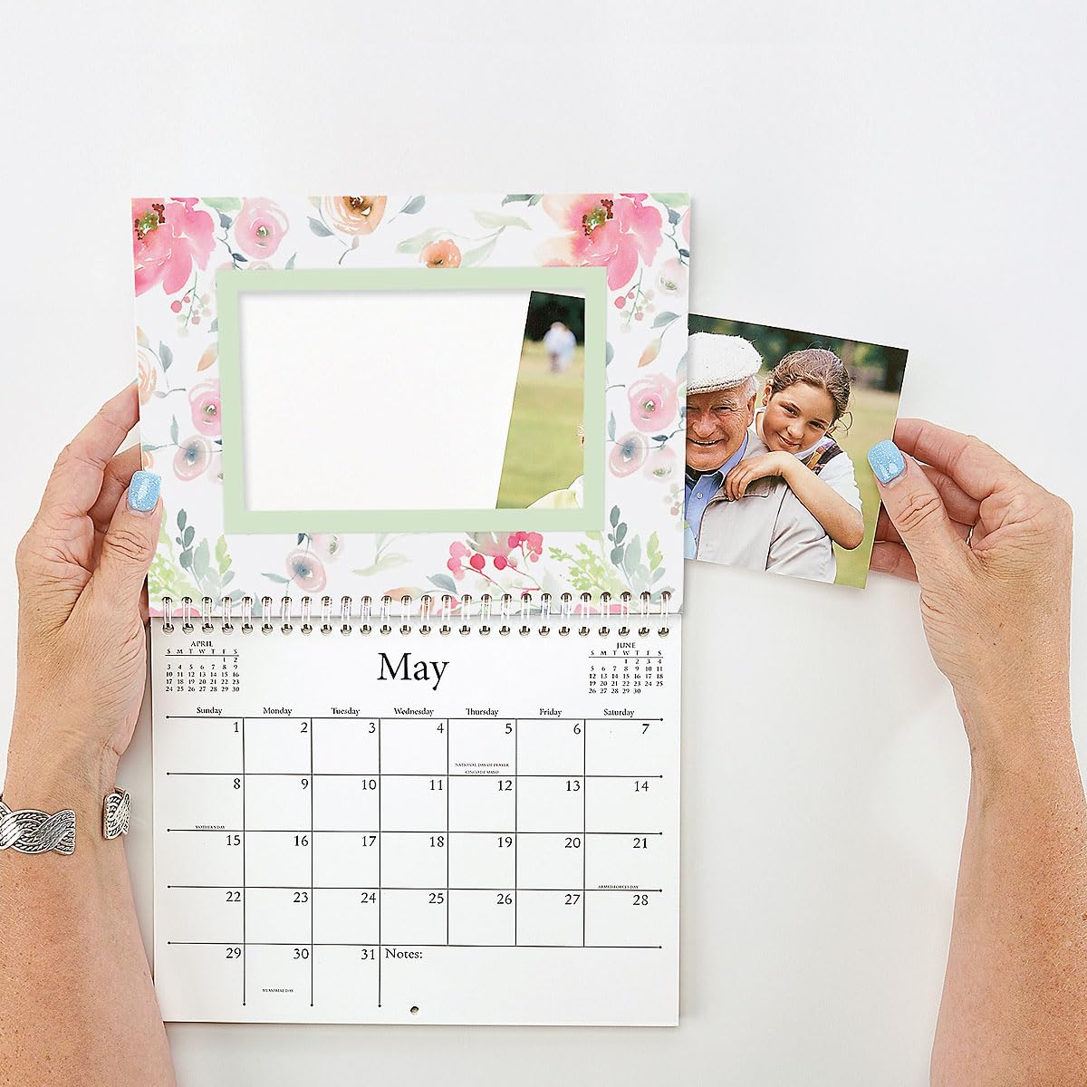 2024 Graphic Photo Insert Wall Calendar, 7-Inch x 9-Inch Size Closed, 14-Inch Size Open, Medium Bookstore-Quality, DIY Spiral-Bound Hanging Monthly Wall Calendars for Kitchen & Office, by Current