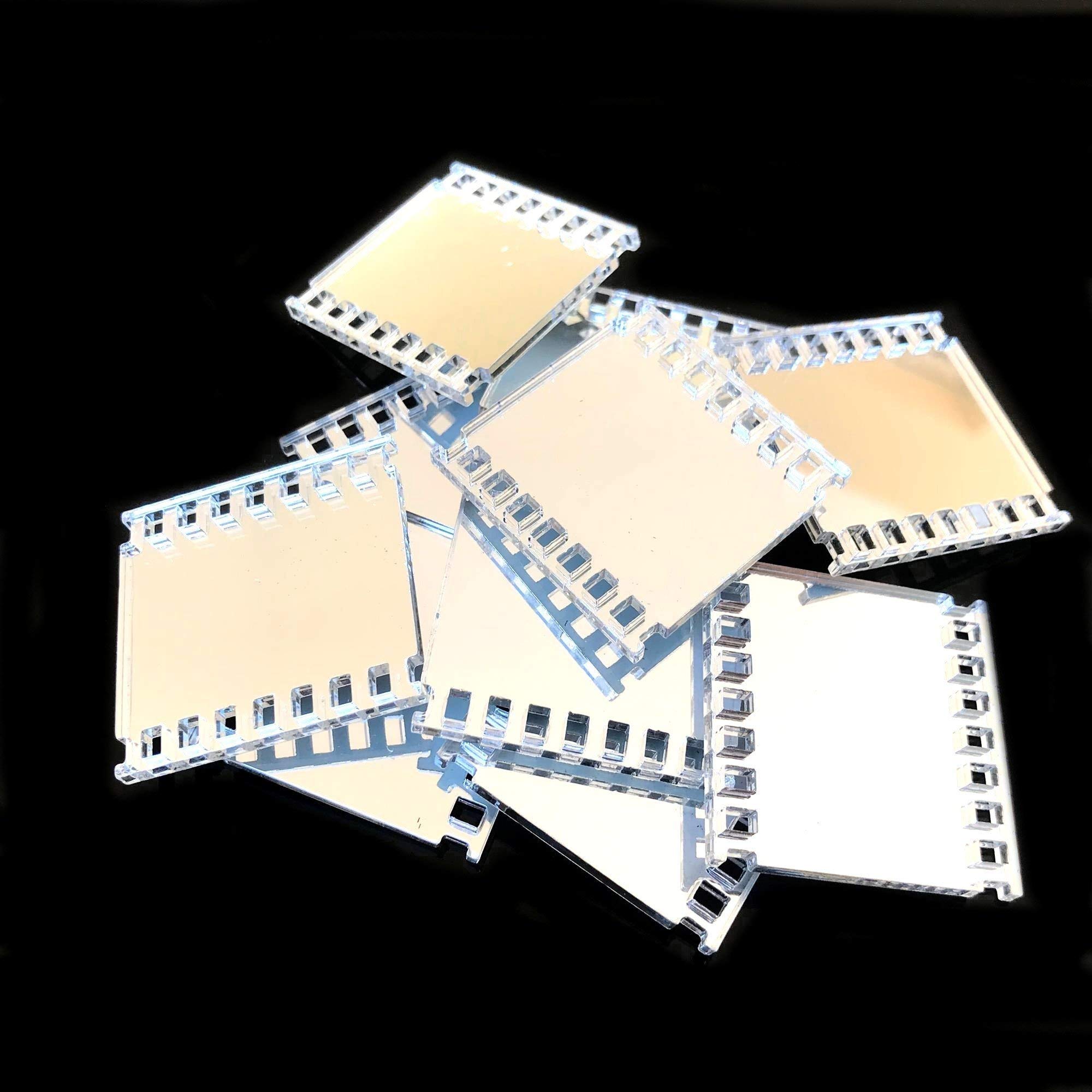 Super Cool Creations Flim Strip Shaped Crafting Mirrors, Set of 10, Many Colours, Shatterproof Acrylic, Pink Mirror, Pack of 10 x 4cm