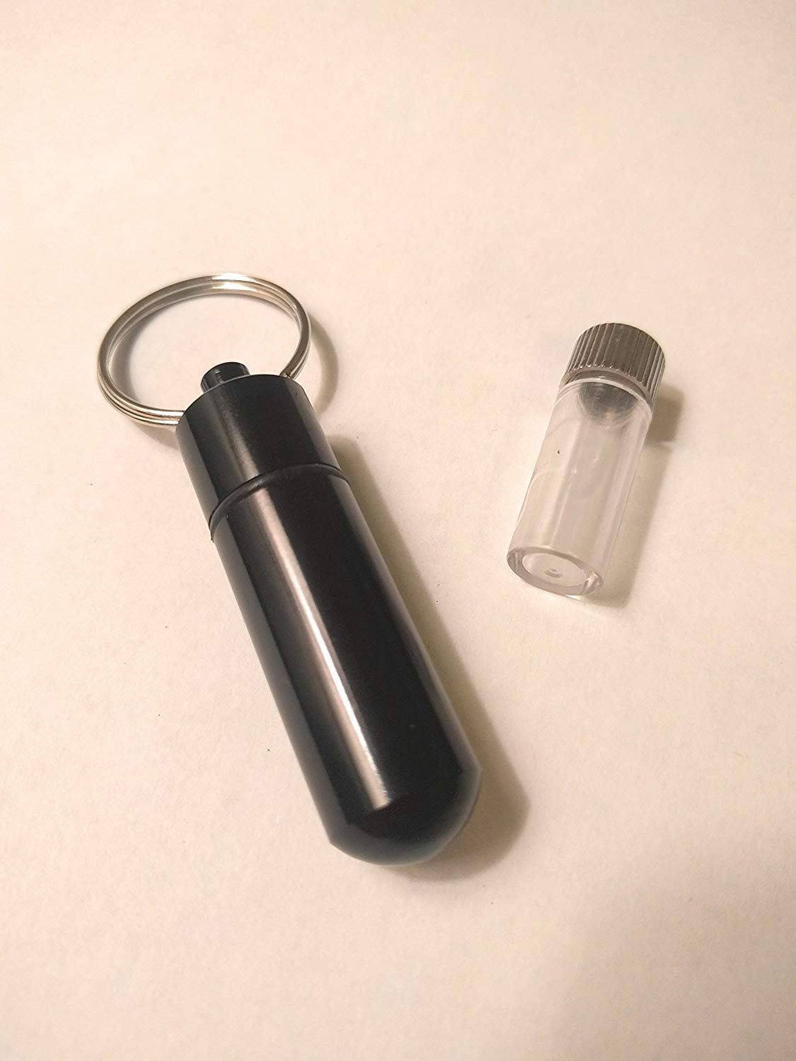 LDS Oil Vial Keychain – Aluminum Anointing Oil Container with Rubber Seal – Small Essential Oil Holder for Elders or Sons (1 Pack, Black)