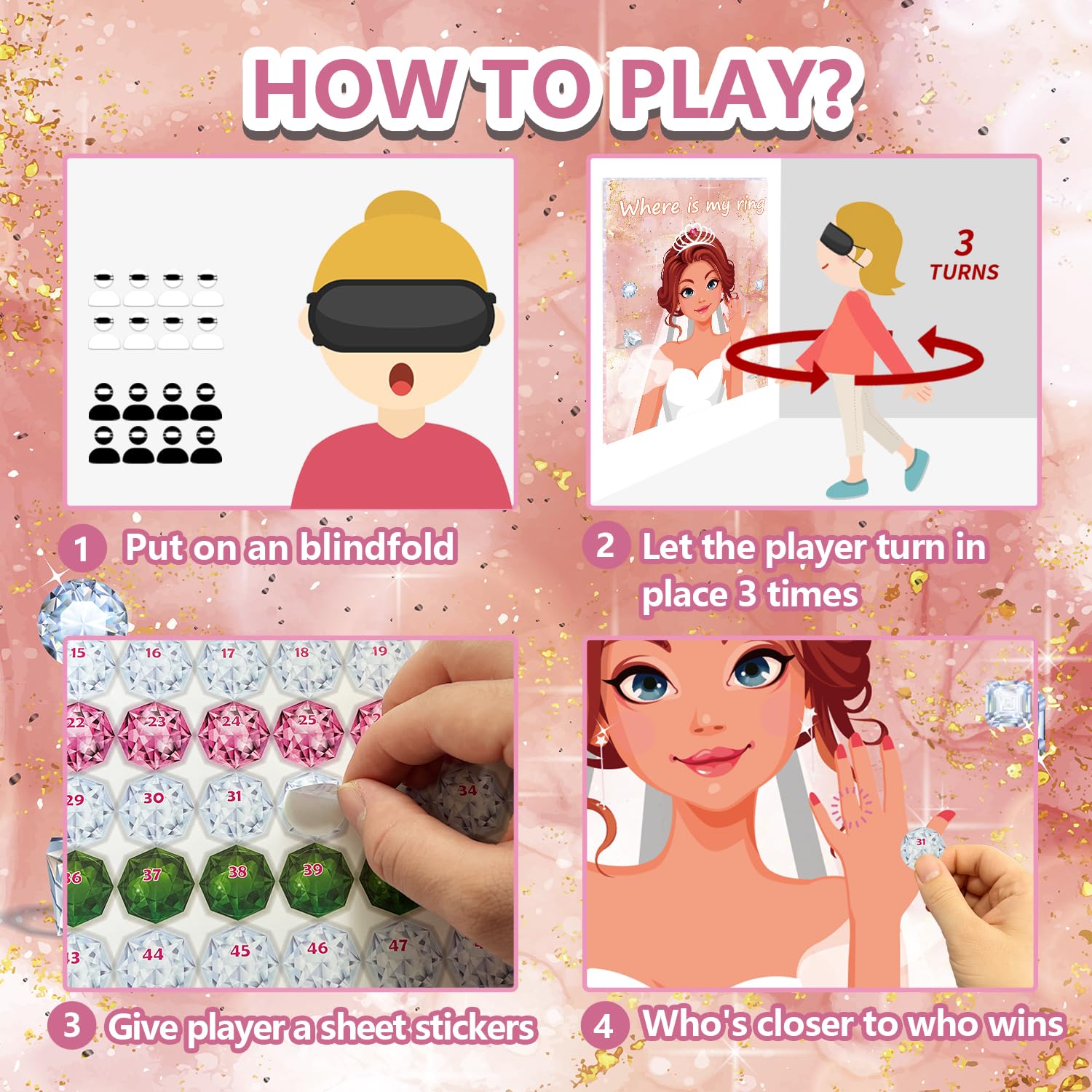 Bridal Shower Games Pin The Ring On The Bride Game, Bridal Shower Engagement Wedding Shower Bachelorette Funny Party Games