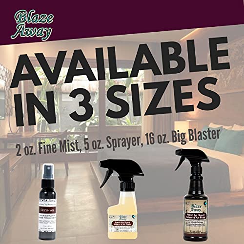 Blaze Away Commercial Air Freshener/Odor Eliminator & Smoke Neutralizer Spray - Professional Odor Removal - Cleans Strong Odors on a Molecular Level - Long Lasting Fresh Air Scent - 16oz Sprayer
