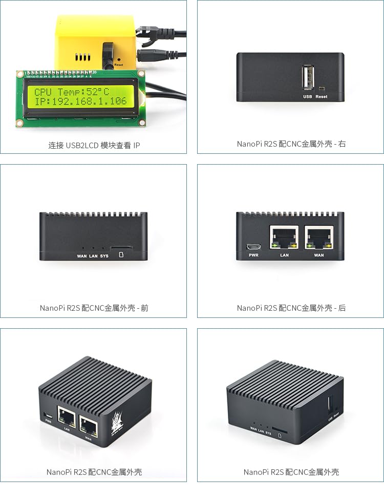 FriendlyElec Nanopi R2S(Black) Mini Portable Travel Router OpenWRT with Dual-Gbps Ethernet Ports 1GB DDR4 Based in RK3328 Soc for IOT NAS Smart Home Gateway