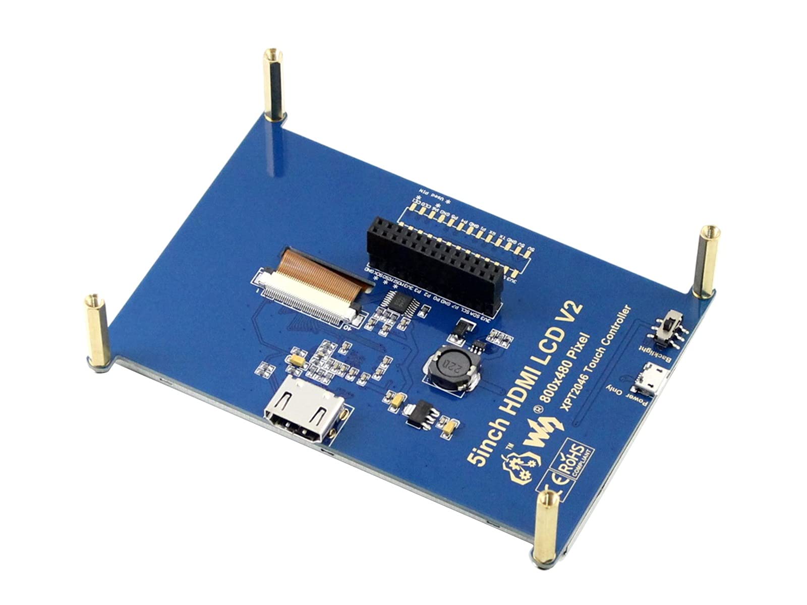 waveshare for Raspberry Pi 5 inch Resistive TFT Touch Screen 800x480 TFT LCD Display Touchscreen HDMI Module Kit Direct-Connect with Raspberry Pi 3 Model B B+, 2 Model B, 1 Model A A+