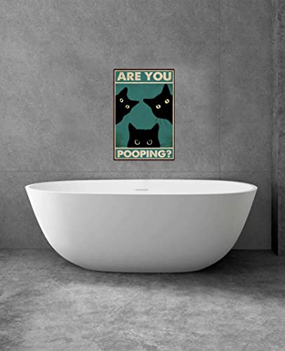 Black Cat Are You Pooping Funny Tin Signs Bathroom Wall Decor 8 x 12 Inch (918)
