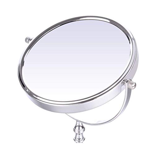 KXA Bathroom Mirror Make-up Mirror Office Beauty Mirror with 3X Magnification and 360 deg; HD All-Round View; Princess Mirror Travel Portable Silver Rotation