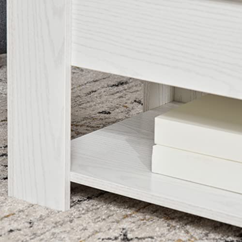 HOMCOM 39" Lift Top Coffee Table with Hidden Storage Compartment and Open Shelf, Pop Up Coffee Table for Living Room, White