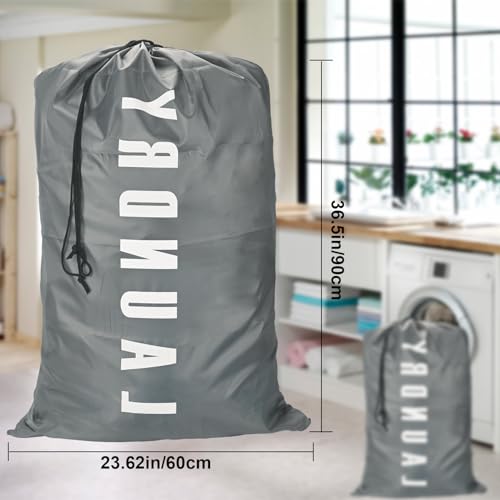 Laundry Bag - Locking Drawstring Clos.XL Travel Laundry Bag, Machine Washable Dirty Clothes Organizer, Large Enough to Hold 4 Loads of Laundry, Easy Fit a Laundry Hamper or Basket (gray,4" x 36")