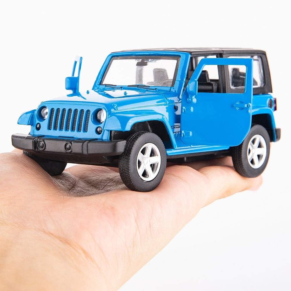 BDTCTK 1/42 Scale SUV Wrangler Car Model Toy Zinc Alloy Die-Cast Pull Back Vehicles Kid Toys for 4 5 6 Year Old Boy Girl Gift(Blue)