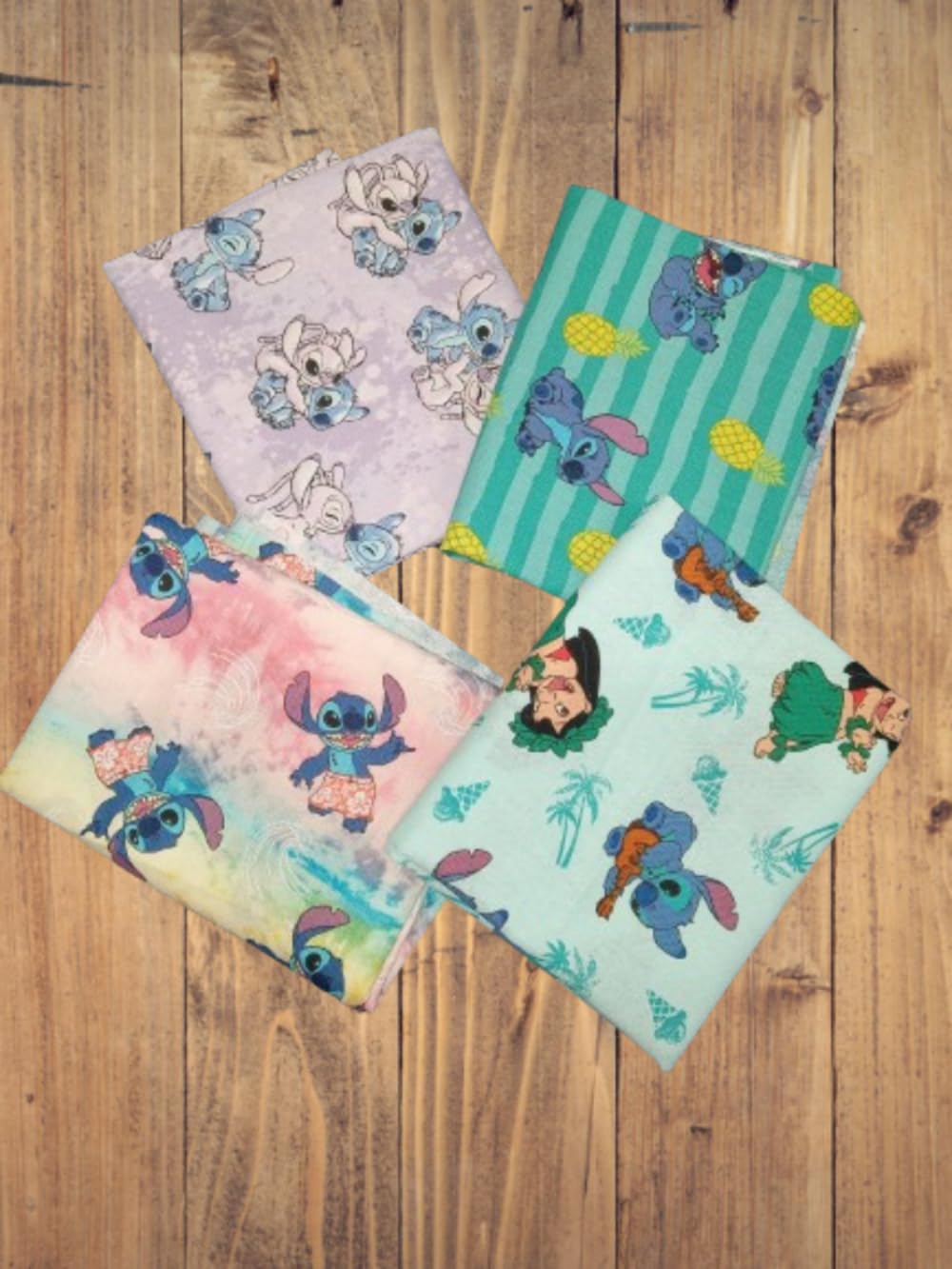 4 Fat Quarters - Assorted Lilo & Stitch Fat Quarter Cotton Bundle Single Bundle