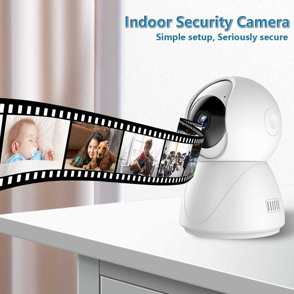 2K Baby Monitor Camera with Phone App, 5G WiFi Security Camera Indoor, 360 PTZ Home Camera for Pet, Color Night Vision, 2-Way Audio, Motion Detection