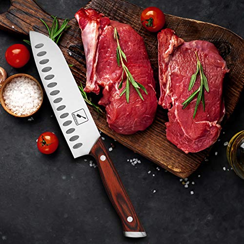 imarku Kitchen knife, 7’’Santoku Knife, German High Carbon Steel Chopper Knife, Professional Chef Knife with Ergonomic Handle, Extremely Sharp&Durable