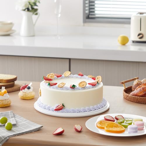 Lifewit Cake Carrier with Lid and Handle, Two Sided Cupcake Carrier Holder for 10β Cake or 9 Standard-Sized Cupcakes, Plastic Round Cake Transport Storage Container Stand for Pies and Cookies, White