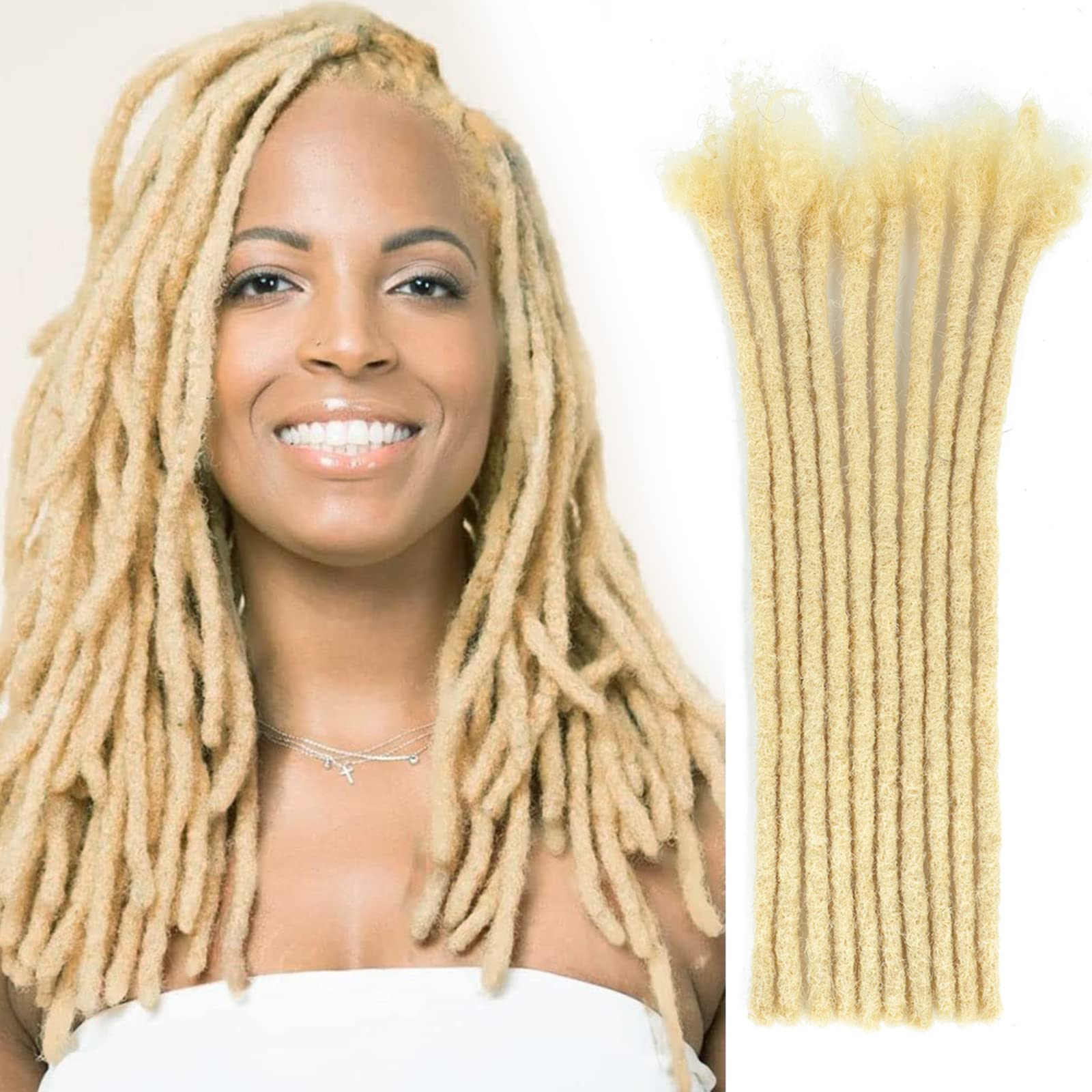 6-18 Inch Dreadlock Extensions Human Hair Fully Handmade Human Hair Dreadlock Extensions for Man/Women Locs Extensions Human Hair Can Be Dyed Bleached Curled… (18Inch-30Strands, 0.6CM Width-613#)