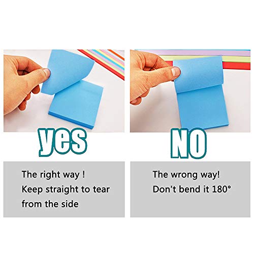 Pop Up Sticky Notes 3x3, 6 Color Bright Colorful Sticky Pad, 6 Pads/Pack, 100 Sheets/Pad, Self-Sticky Note Pads (Yellow, Green, Blue, Orange, Purple, Rose)